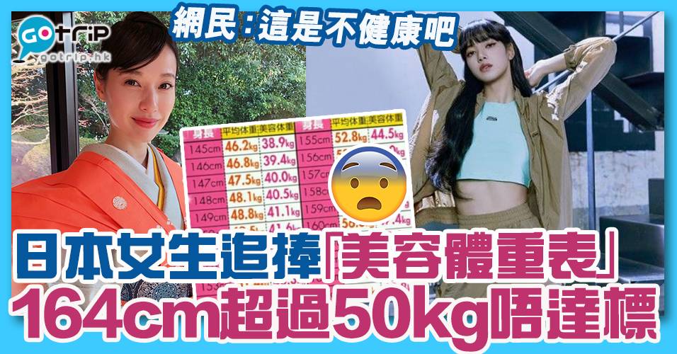 日本女生追捧「美容體重表」 ！164cm以下超過50kg就唔達標？網民：這是不健康吧