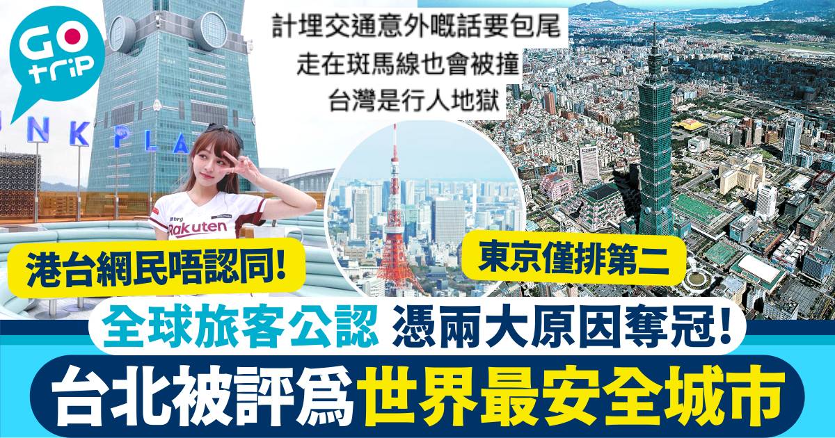 世界10大安全旅遊城市 台北力壓東京奪冠 香港唔見影